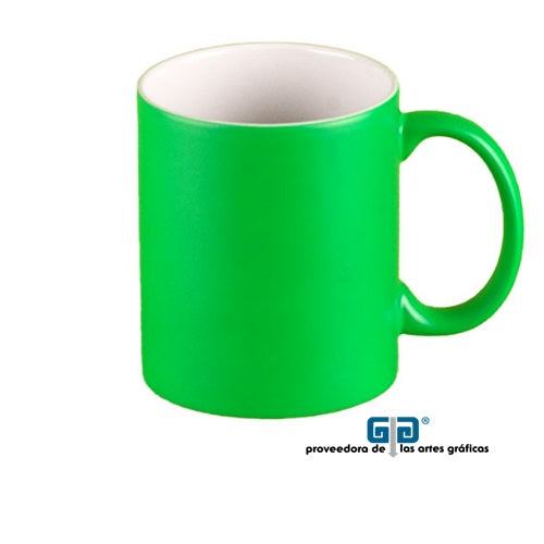 TAZA VERDE NEON BRILLANTE 11 OZ PARA SUBLIMAR 325 ML SUBLIMACION ENCOG