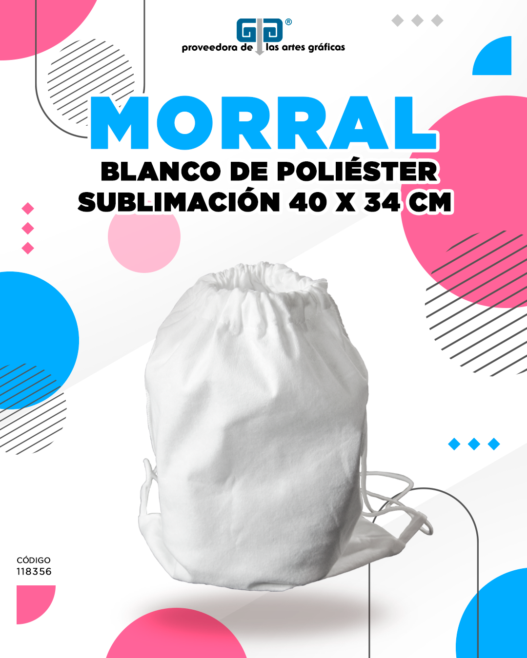 MORRAL BLANCO NON WOVEN 40x34 CM PARA SUBLIMAR Y SERIGRAFIA SUBLIMACIO