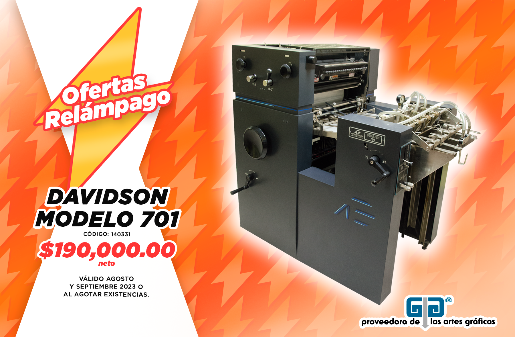 PRENSA OFFSET DAVIDSON 701 DOBLE OFICIO SALIDA DE CADENA