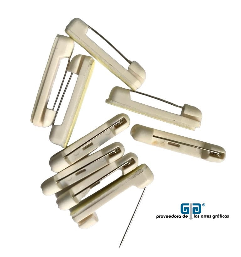 ALFILER PARA GAFETE CON ADHESIVO COLOR BLANCO 50 PIEZAS BROCHE