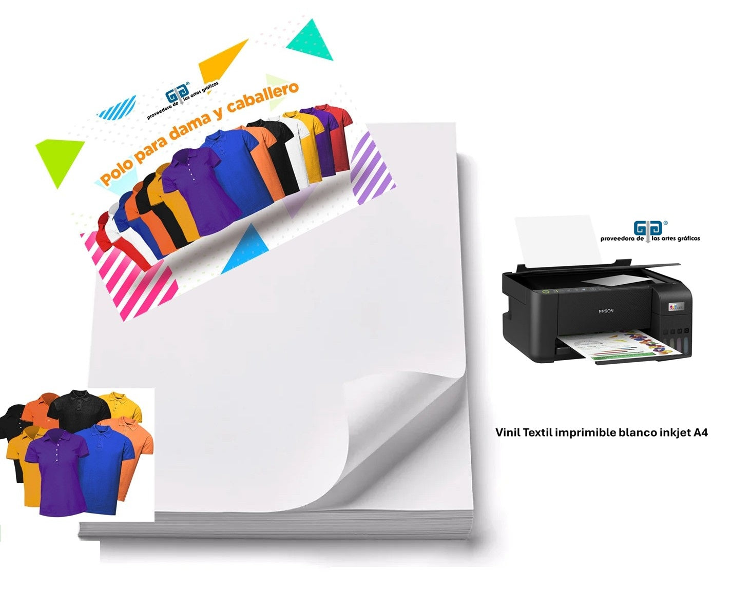 VINIL TEXTIL BLANCO IMPRIMIBLE INKJET A4 5 HOJAS